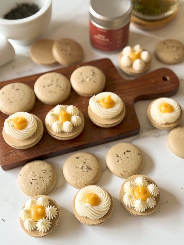 Oolong Macarons with Lychee Buttercream & Passionfruit Curd – Sugar ...